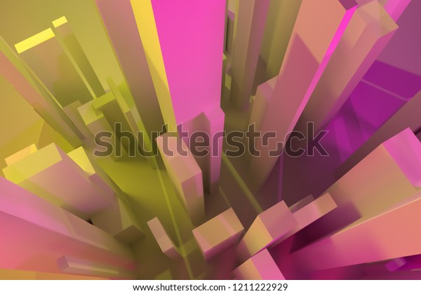 3d Rendering Colorful Lighting Block Shapre Stock Illustration ...