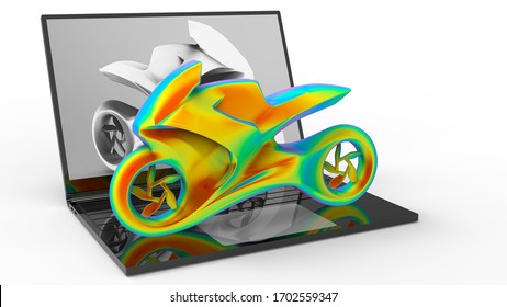 3d Rendering Motorcycle Aerodynamic Analysis Using Stock Illustration ...
