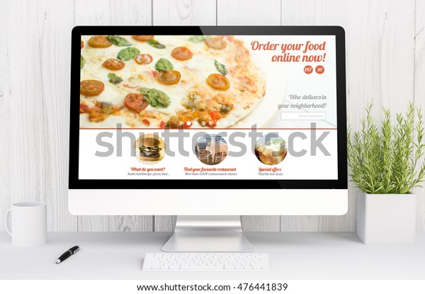 3d Rendering Computer Food Order Website Stock Illustration 476441839 ...