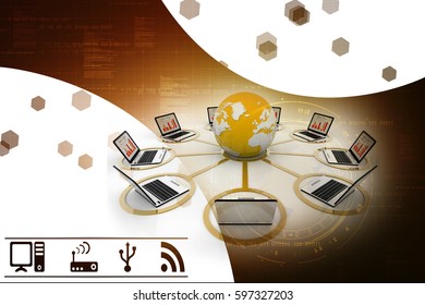 Top View Computer Network Devices Concept Stock Photo 755534374 ...