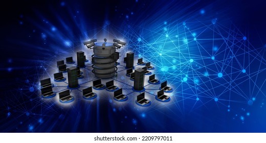 3d Rendering Computer Network Connected Database Stock Illustration 2209797011 Shutterstock