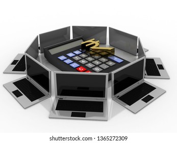 3d Rendering Computer Network Indian Rupee Stock Illustration ...
