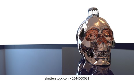 3d Rendering Copper Skull Model Transparent Stock Illustration ...