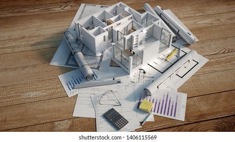 3d Renderin Building Cross Section Showing 库存插图 1379209568 | Shutterstock