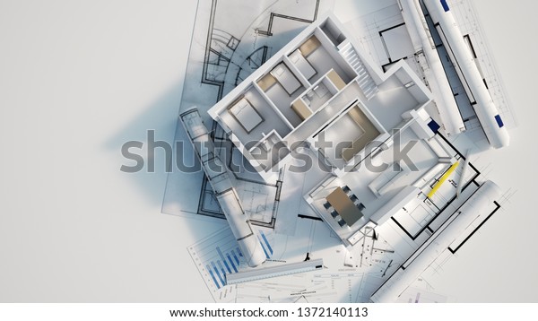 3d Rendering Cross Section Apartment On Stock Illustration 1372140113 ...