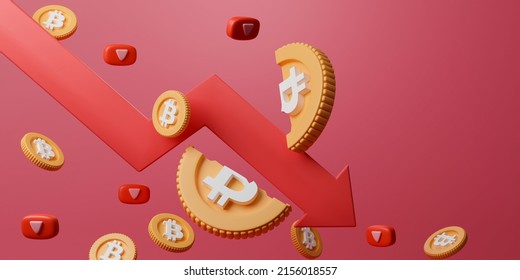 3d Rendering Cryptocurrency Price Collapse Crisis Stock Illustration ...