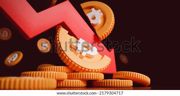 3d Rendering Cryptocurrency Price Collapse Crisis Stock Illustration ...