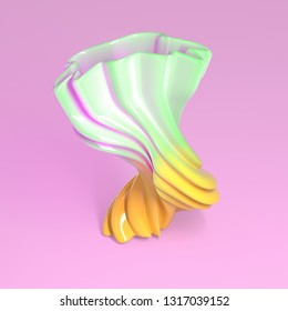 3d Rendering Curved Abstract Geometric Shape Stock Illustration ...