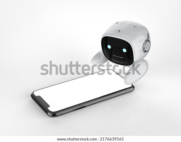 3d Rendering Cute Assistant Artificial Intelligence Stock Illustration ...