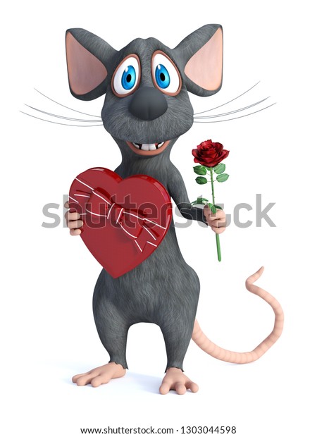 3d Rendering Cute Smiling Cartoon Mouse Stock Illustration 1303044598 ...