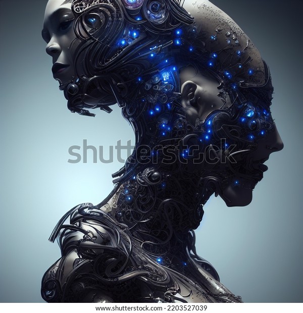 3d Rendering Cyborg Bionic Human Robotic Stock Illustration 2203527039 ...