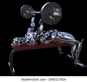 3d Rendering Cyborg Exercising Chest Bar Stock Illustration 1043117614 ...