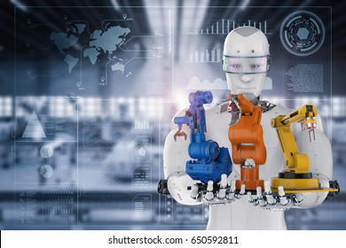 Automation Industry Concept 3d Rendering Robotic Stock Illustration ...