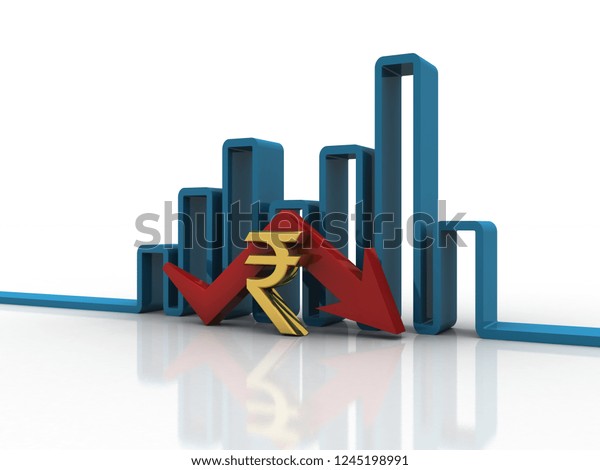 3d Rendering Deflation Arrow Symbol Rupee Stock Illustration 1245198991 ...