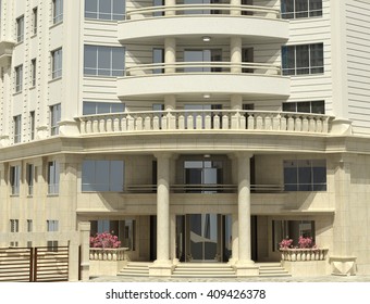 3d Rendering Design Classical Building Entrance Stock Illustration ...
