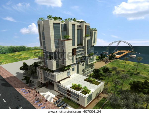 3d Rendering Design Hotel Top View Stock Illustration 407004124 ...