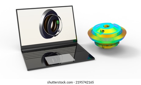 3d Rendering Design Mechanical Assembly On Stock Illustration ...