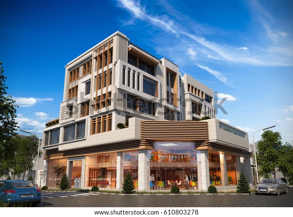 3d Rendering Design Multi Purpose Buildings Stok İllüstrasyon 610803278 ...