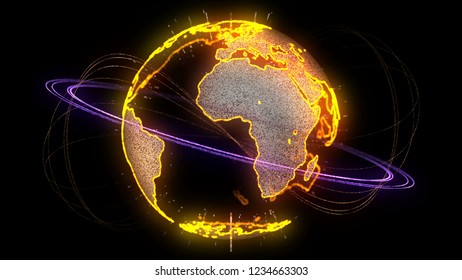 3d Rendering Digital Earth Rotating Stock Illustration 1234663303 ...