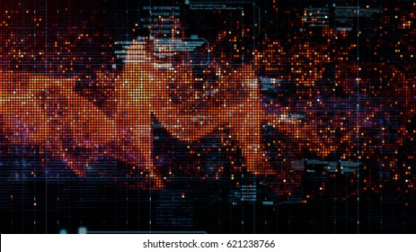 3d Rendering Digital Matrix Particles Grid Stock Illustration 621238766 ...