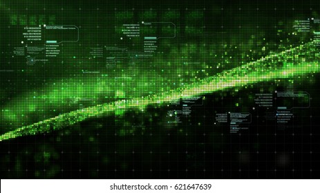 3d Rendering Digital Matrix Particles Grid Stock Illustration 621647639