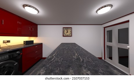 3d Rendering Dining Kitchen Night View Stock Illustration 2107037153 ...