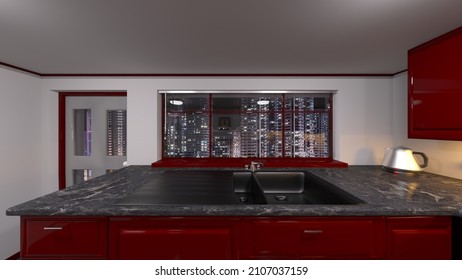 1,310 Kitchen window night Stock Illustrations, Images & Vectors ...