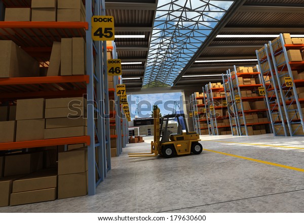 3d Rendering Distribution Warehouse: ภาพประกอบสต็อก 179630600 ...