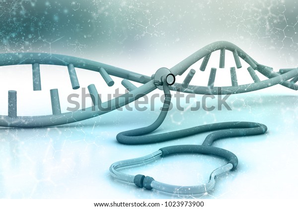 3d Rendering Dna Structure Stethoscope Stock Illustration 1023973900 ...