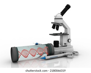 3d Rendering Dna Test Microscope Stock Illustration 2180066319 ...