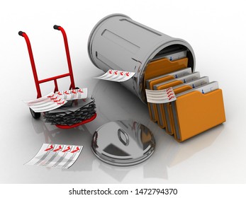 3d Rendering Documents Cart Folder Bin Stock Illustration 1472794370 ...