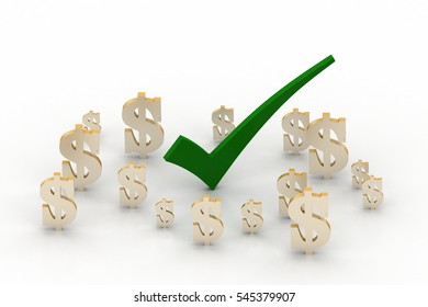 3d Rendering Dollar Sign Check Mark: ภาพประกอบสต็อก 545379886 ...