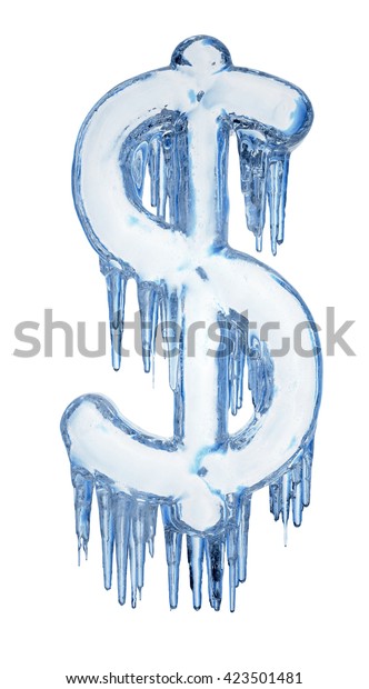 3d Rendering Dollar Sign Ice Font Stock Illustration 423501481