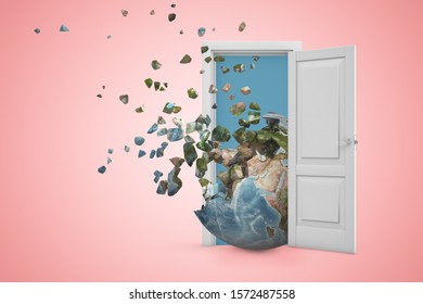 3d Rendering Earth Globe Shattering Into Stock Illustration 1572487558 ...