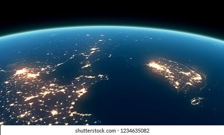 3d Rendering Earth Night Close High Stock Illustration 1234635082 ...