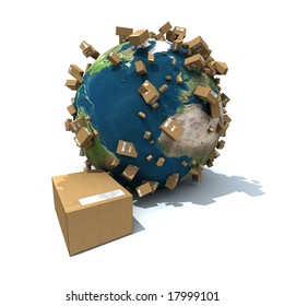 3d Rendering Earth Surrounded Cardboard Boxes Stock Illustration ...