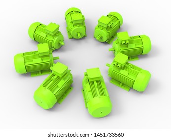 3d Rendering Electric Motor Circular Array Stock Illustration ...