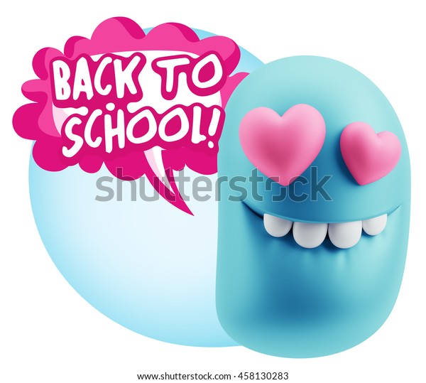 3d Rendering Emoji Saying Back School Stock Illustration 458130283