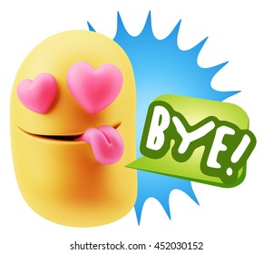 3d Rendering Emoji Saying Bye Colorful Stock Illustration 452030152