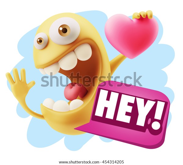 3d Rendering Emoji Saying Hey Colorful Stock Illustration 454314205 ...