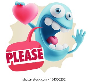 3d Rendering Emoji Saying Please Colorful Stock Illustration 454300252 ...