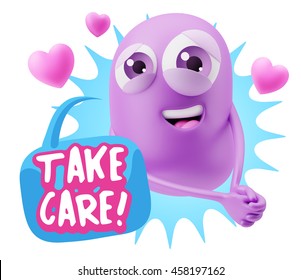 3d Rendering Emoji Saying Take Care Stock Illustration 458197162