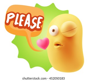 3d Rendering Emoticon Face Saying Please Stock Illustration 452050183 ...