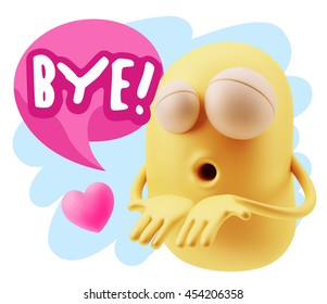 3d Rendering Emoticon Face Saying Bye Stock Illustration 454206358 ...