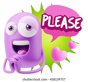 3d Rendering Emoticon Face Saying Please Stock Illustration 458139757 ...