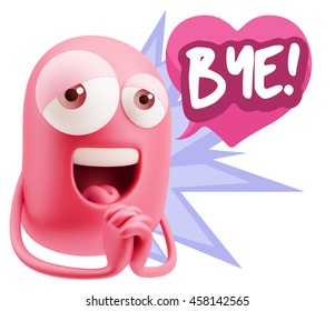 3d Rendering Emoticon Face Saying Bye: ภาพประกอบสต็อก 458142565 ...