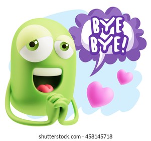 3d Rendering Emoticon Face Saying Bye Stock Illustration 458145718 ...