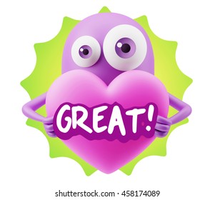 3d Rendering Emoticon Face Saying Great Stock Illustration 458174089 ...