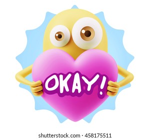 3d Rendering Emoticon Face Saying Okay Stock Illustration 458175511 ...
