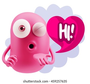 3d Rendering Emoticon Face Saying Hi Stock Illustration 459257635